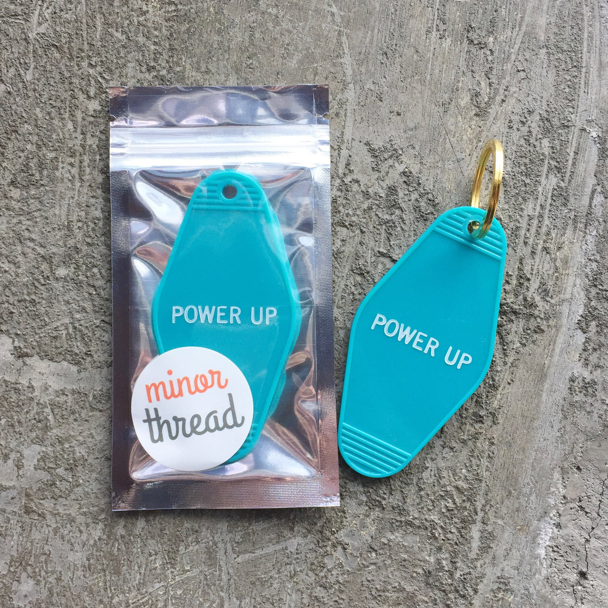 Key Tag - Power Up in Turquoise Blue – Minor Thread